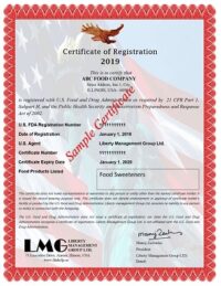 Free FDA Registration Certificate - FDA Registration - $ 349
